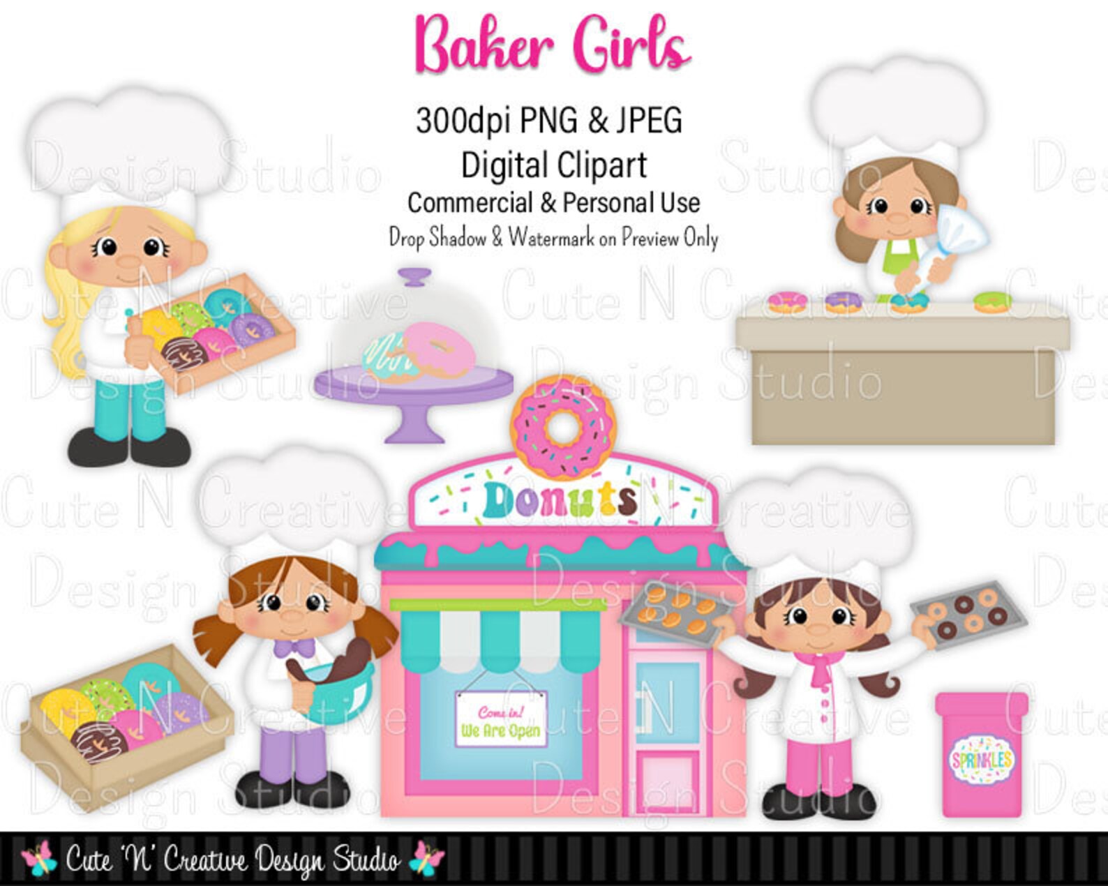 Baker Girls Digital Clip Art Set ~ Graphics Kristi W Designs Personal ...