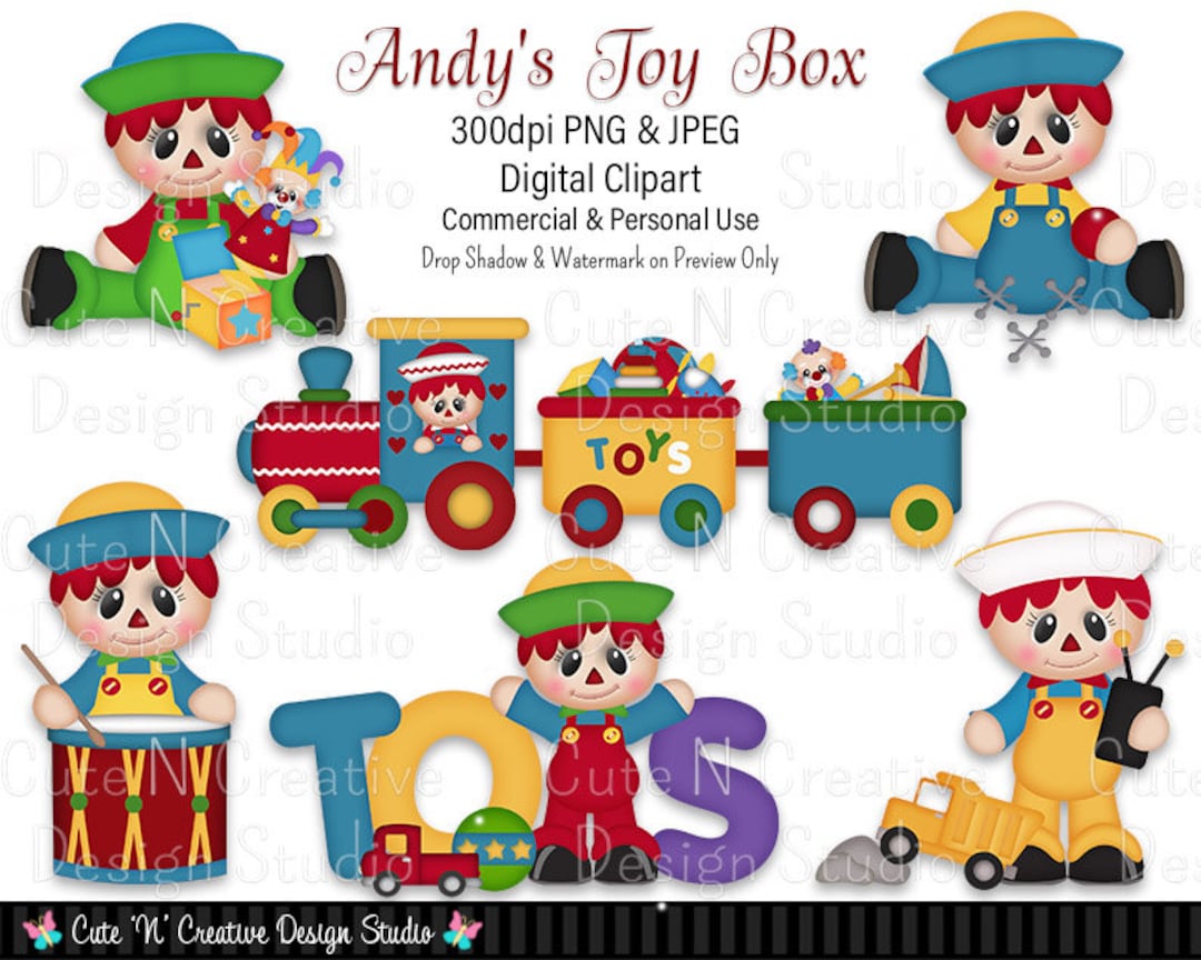 Andy's Toy Box Digital Clip Art Set Graphics Kristi W Designs Personal ...