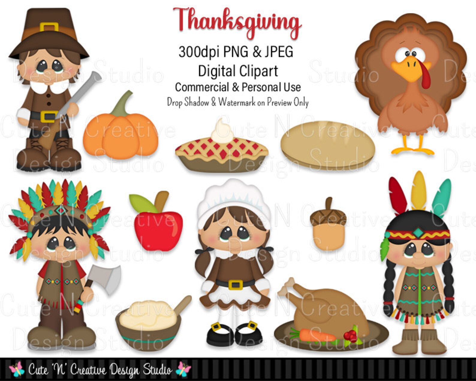 Thanksgiving Digital Clip Art Set ~ Graphics Kristi W Designs Personal ...