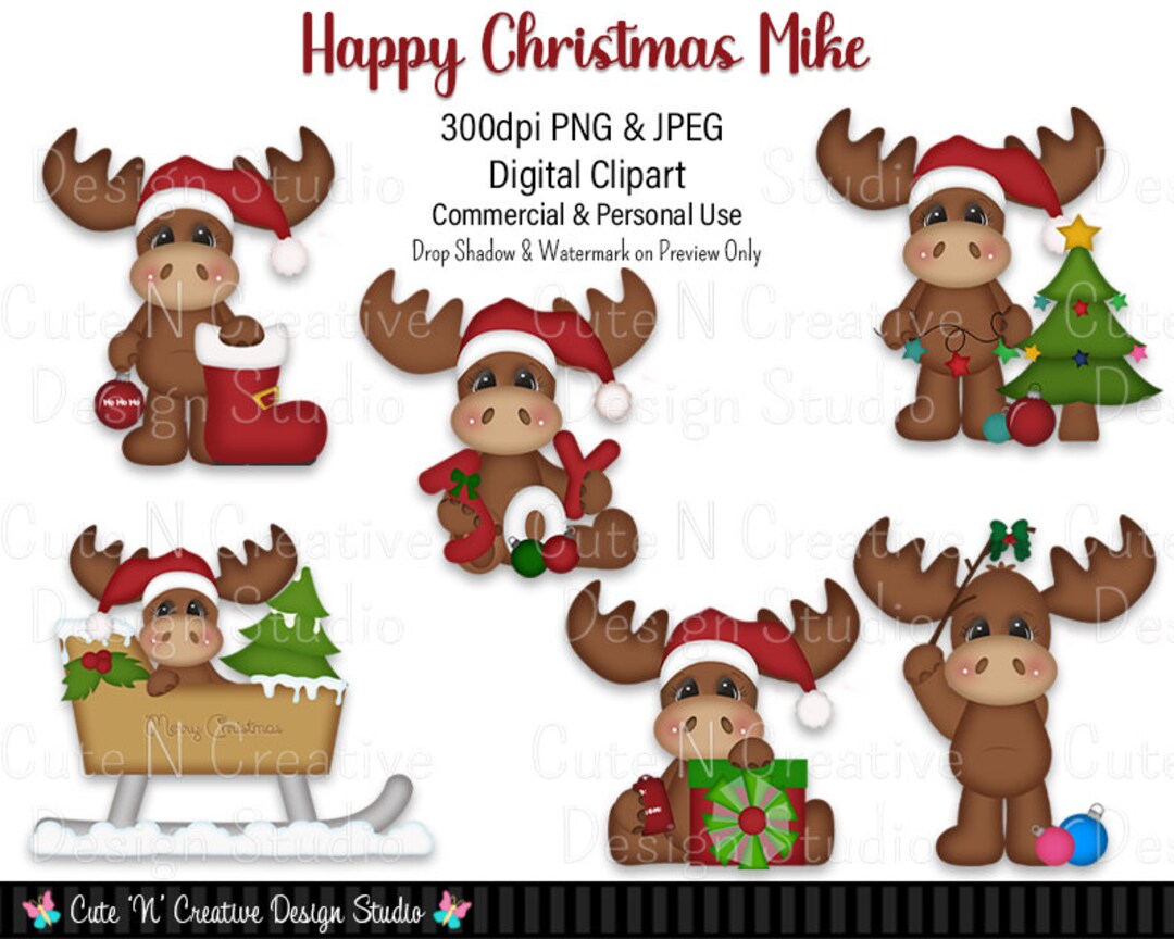 Happy Christmas Mike Digital Clip Art Set ~ Graphics Kristi W Designs ...