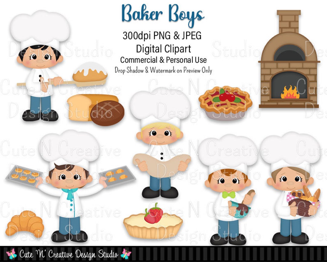 Baker Boys Digital Clip Art Set ~ Graphics Kristi W Designs Personal ...