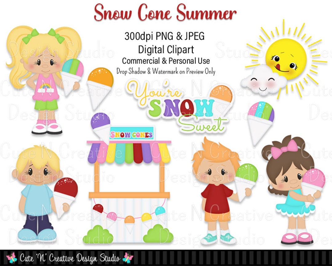 Snow Cone Summer Digital Clip Art Set ~ Graphics Kristi W Designs ...