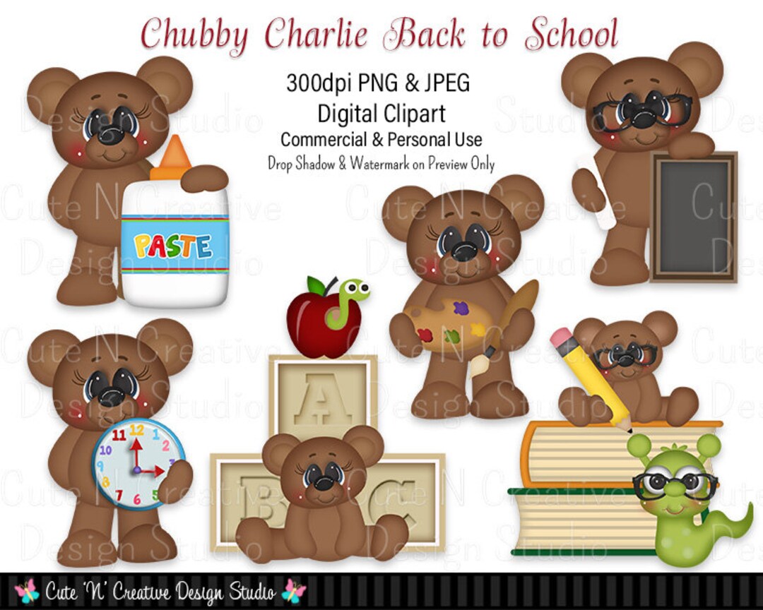 Chubby Charlie Back to School Digital Clip Art Set ~ Graphics Kristi W ...