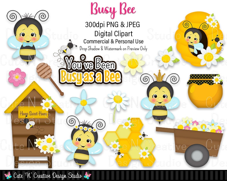 Busy Bee Digital Clip Art Set ~ Graphics Kristi W Designs Personal Commercial Use Scrapbooking ...