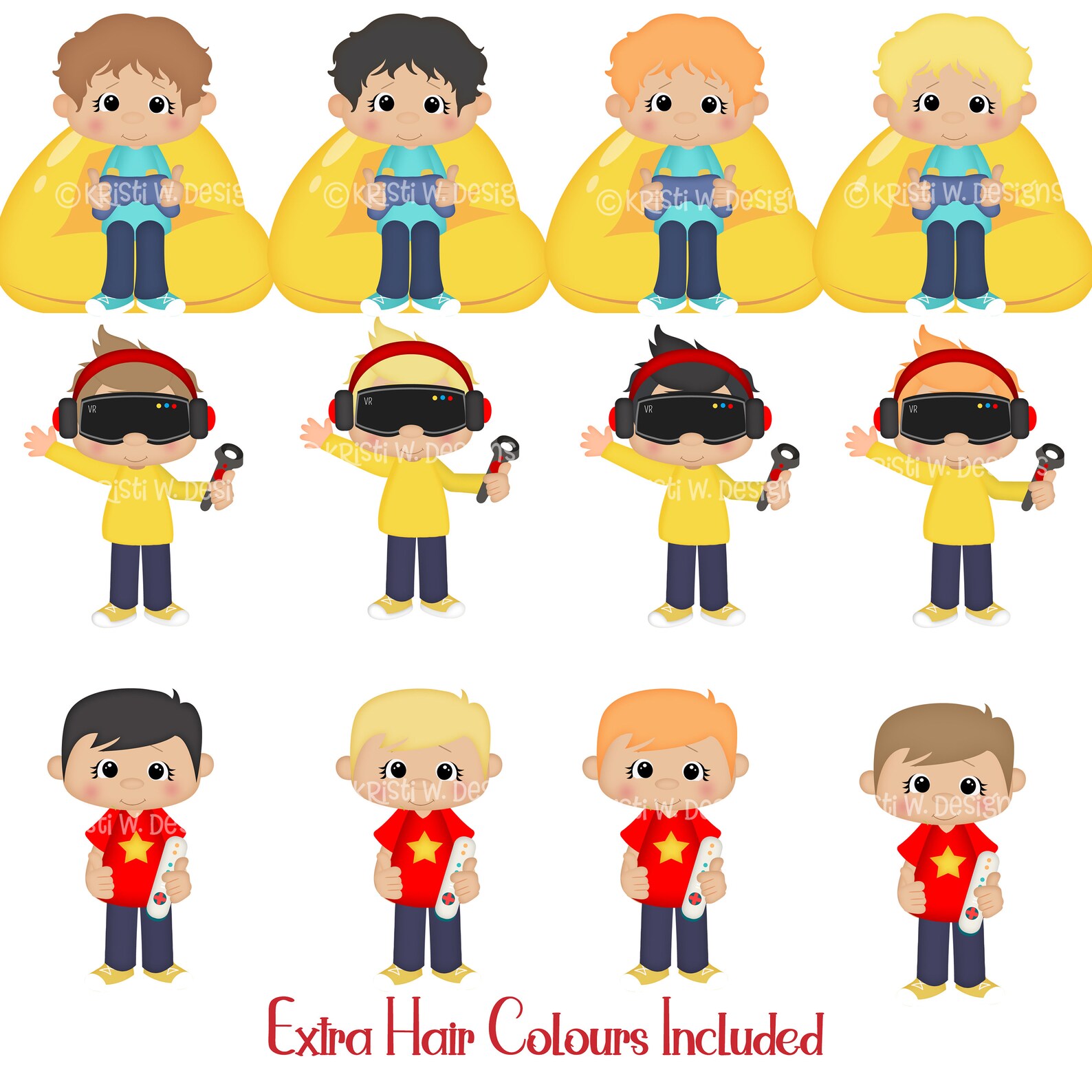 Game on Boys Digital Clip Art Set ~ Graphics Kristi W Designs Personal ...