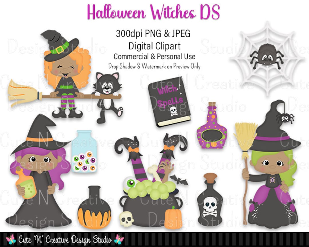 Halloween Witches DS Digital Clip Art Set ~ Graphics Kristi W Designs ...