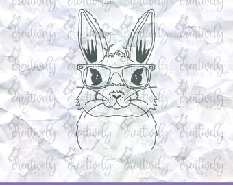 Rabbit With Glasses Digital File, SVG, Cutting File, Silhouette - Etsy