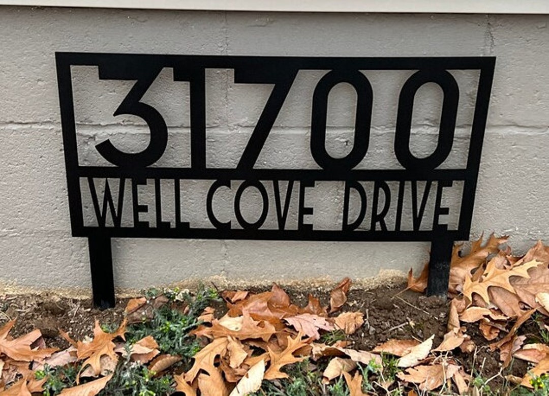 Rectangle Metal Custom Address Sign With Stakes/mailbox Sign/metal ...