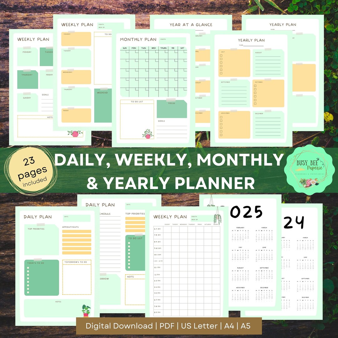 Daily, Weekly, Monthly, Yearly Planner 23 Pages Life Organizing Planner ...
