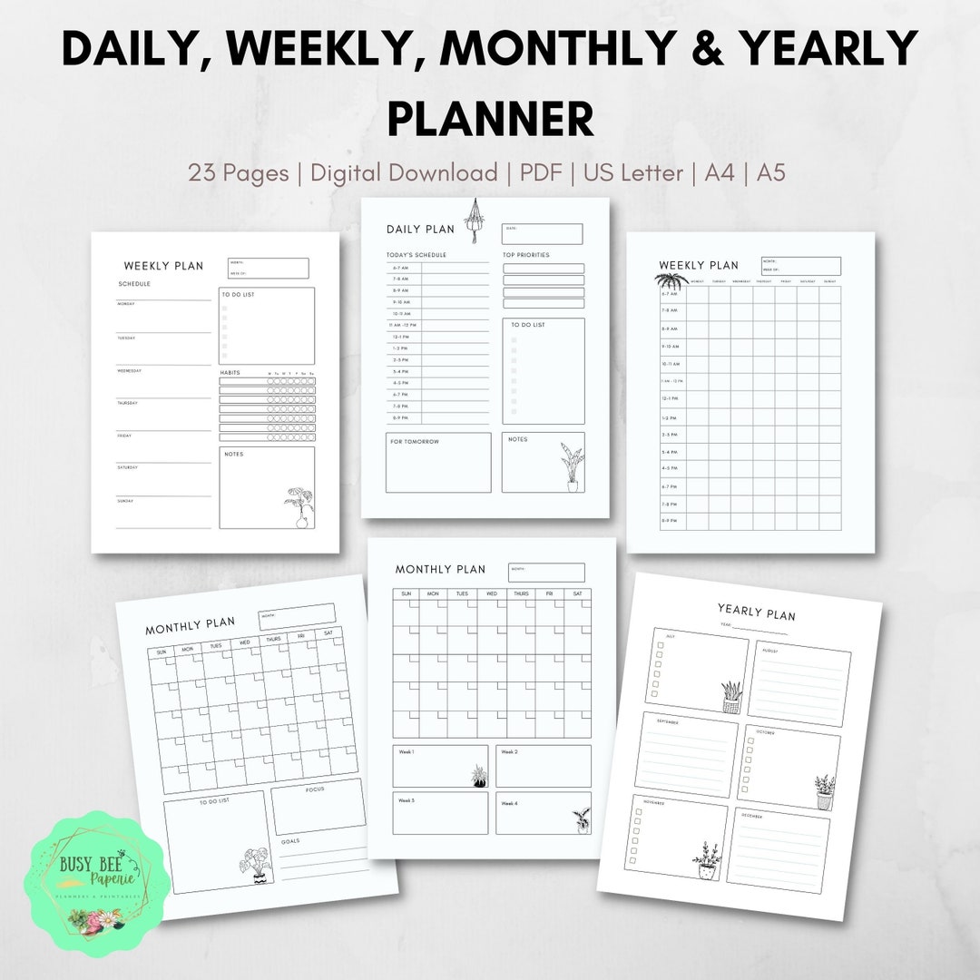 Daily, Weekly, Monthly, Yearly Planner | 23 Pages | Life Organizing ...