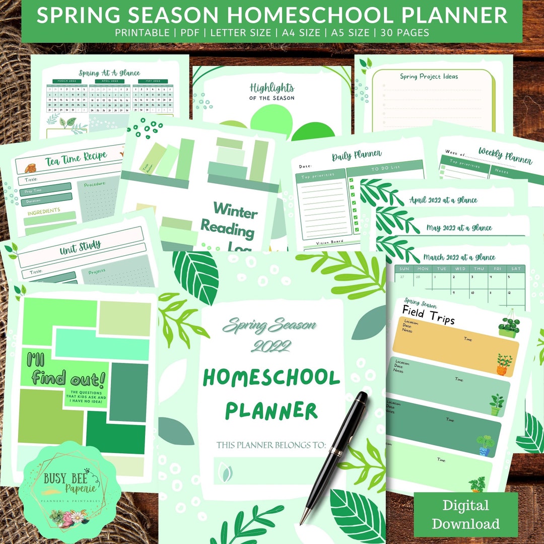 Spring Homeschool Planner 2022, Printable Homeschool Organizer, Waldorf ...