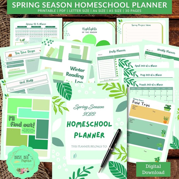 Spring Homeschool Planner 2022 Printable Homeschool | Etsy