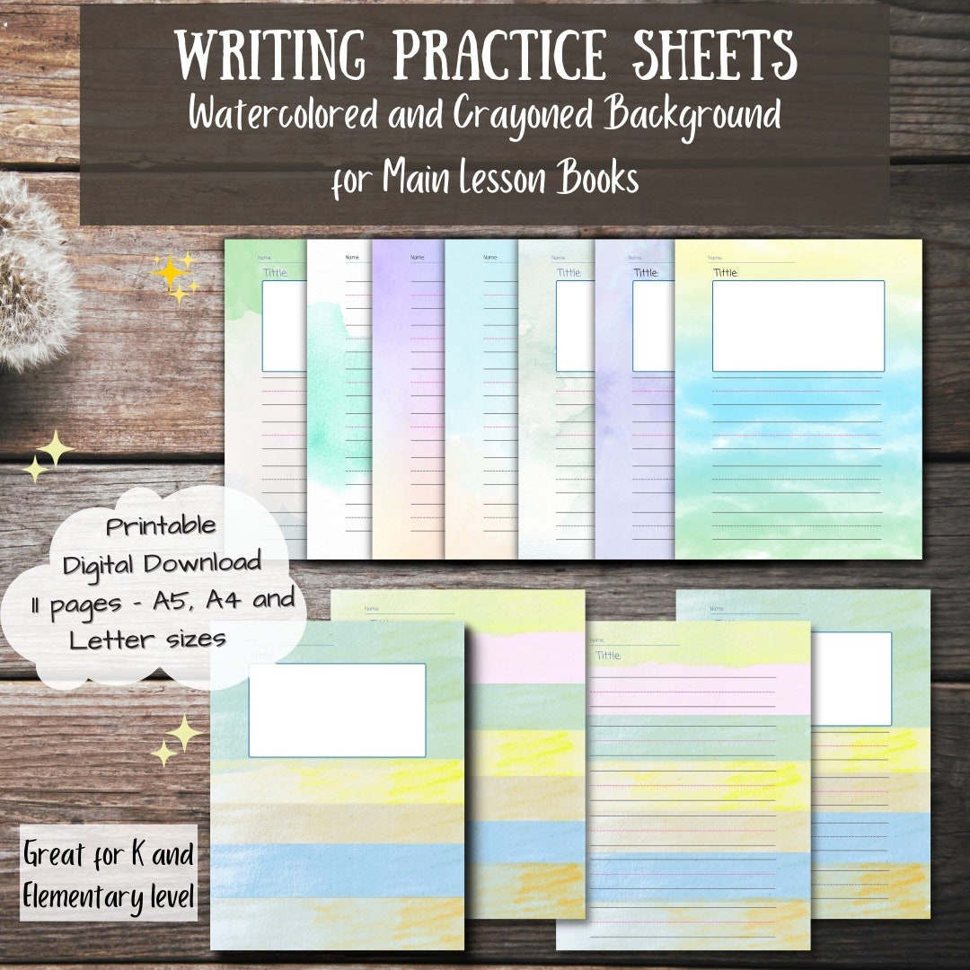 First Grade Writing Practice Sheets, Printable Main Lesson Book Pages ...