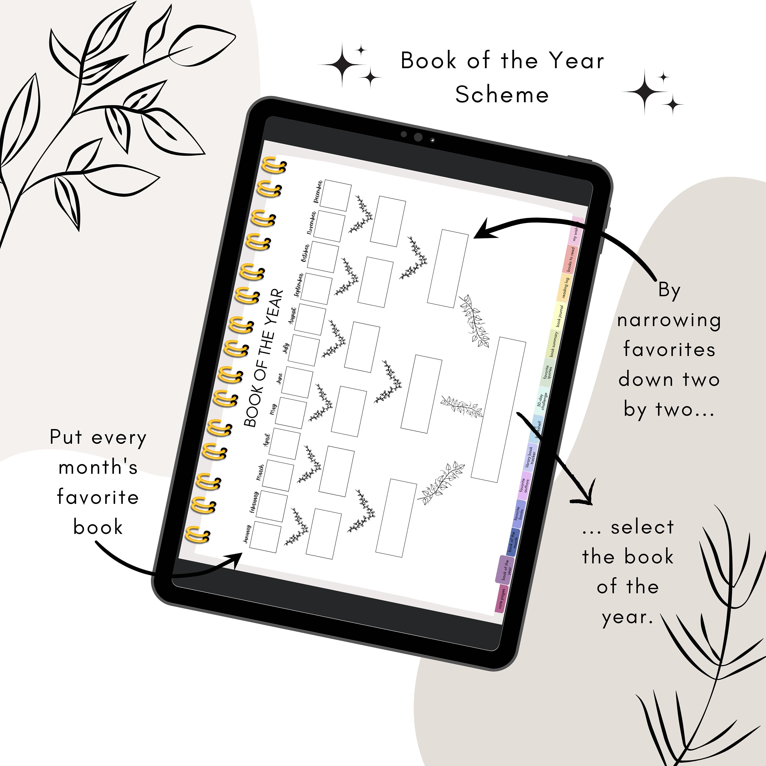 Digital Book Journal Planner- Printable PDF | Hyperlinked | Good Notes ...