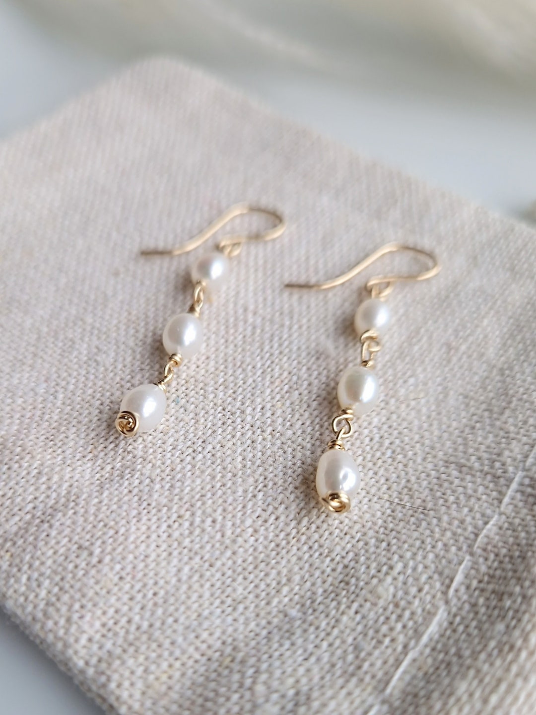 Dainty Freshwater Pearl Drop Earrings: Gold Filled Bridal Jewellery - Etsy
