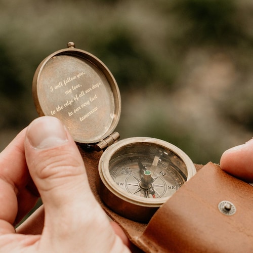 Personalized Gift for Him Brass Compass Anniversary Gifts for - Etsy