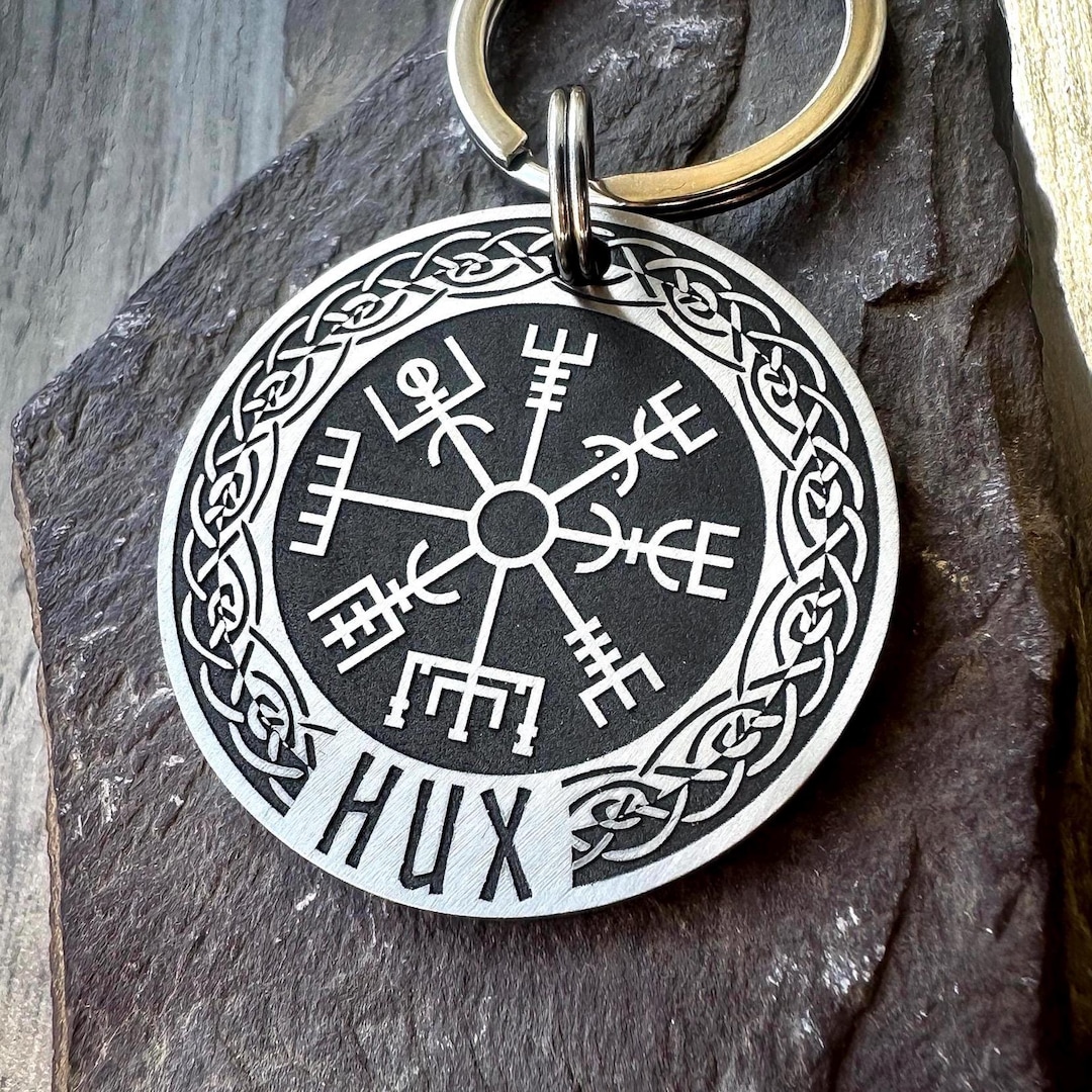 Nordic Viking Dog Tag, Norse Viking Runes Keyring, Tribal Celtic Aztec ...