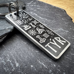 Nordic Viking Dog Tag, Norse Viking Runes Keyring, Tribal Celtic Aztec ...