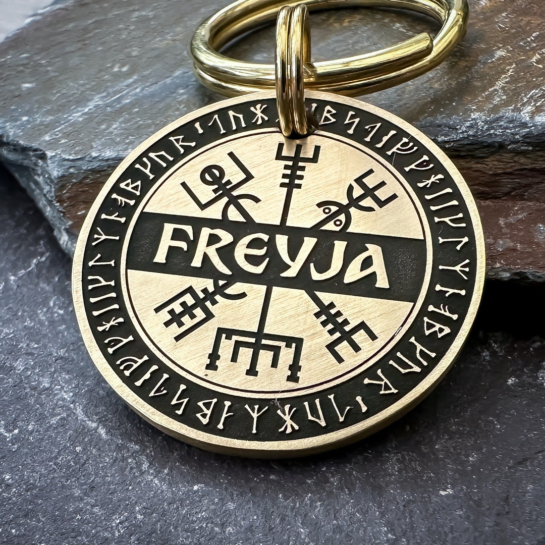 Engraved Brass Viking Vegvisir Dog Tag: Personalized Norse Keychain - Etsy