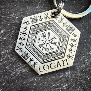 Nordic Viking Dog Tag, Norse Viking Runes Keyring, Tribal Celtic Aztec ...