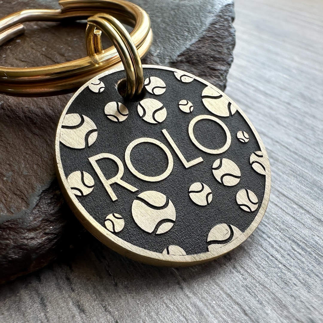 Tennis Balls Dog Tag, Engraved Dog Tag, Personalised Dog Tag, Custom ID ...