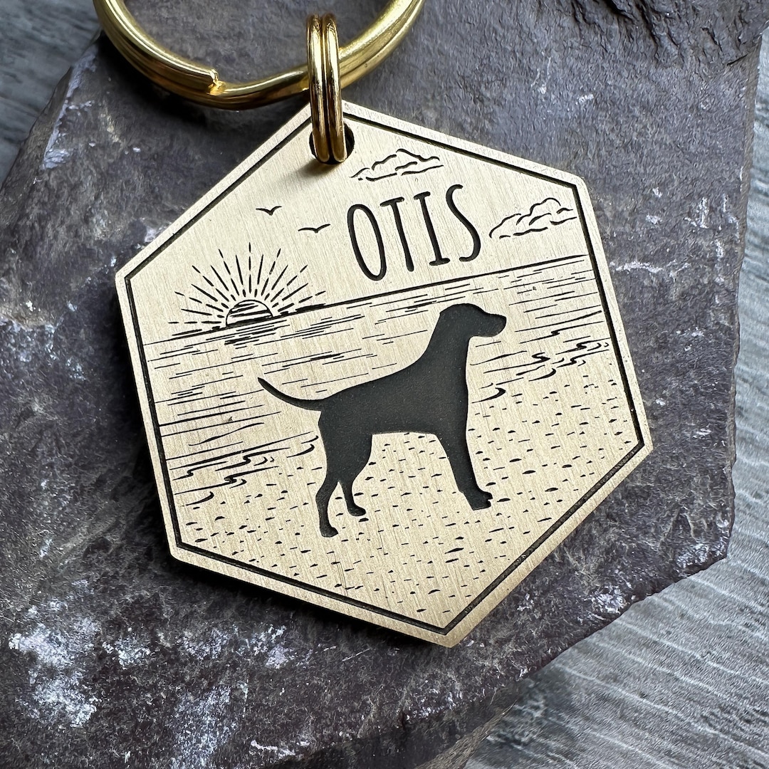 Customisable Beach Keyring Dog Breed Tag, Personalised Sea Ocean ...