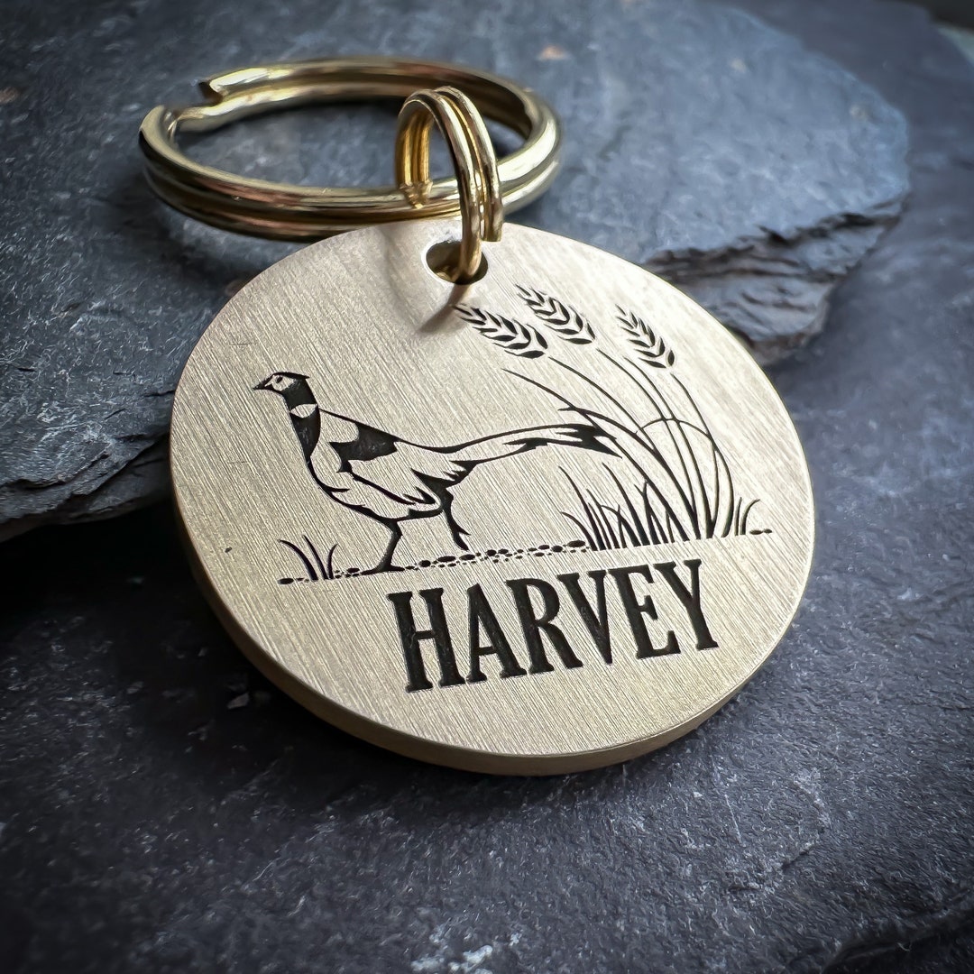 Gun Dog Tag, Pheasant Keyring, Custom Metal ID Tag, Chunky Personalised ...