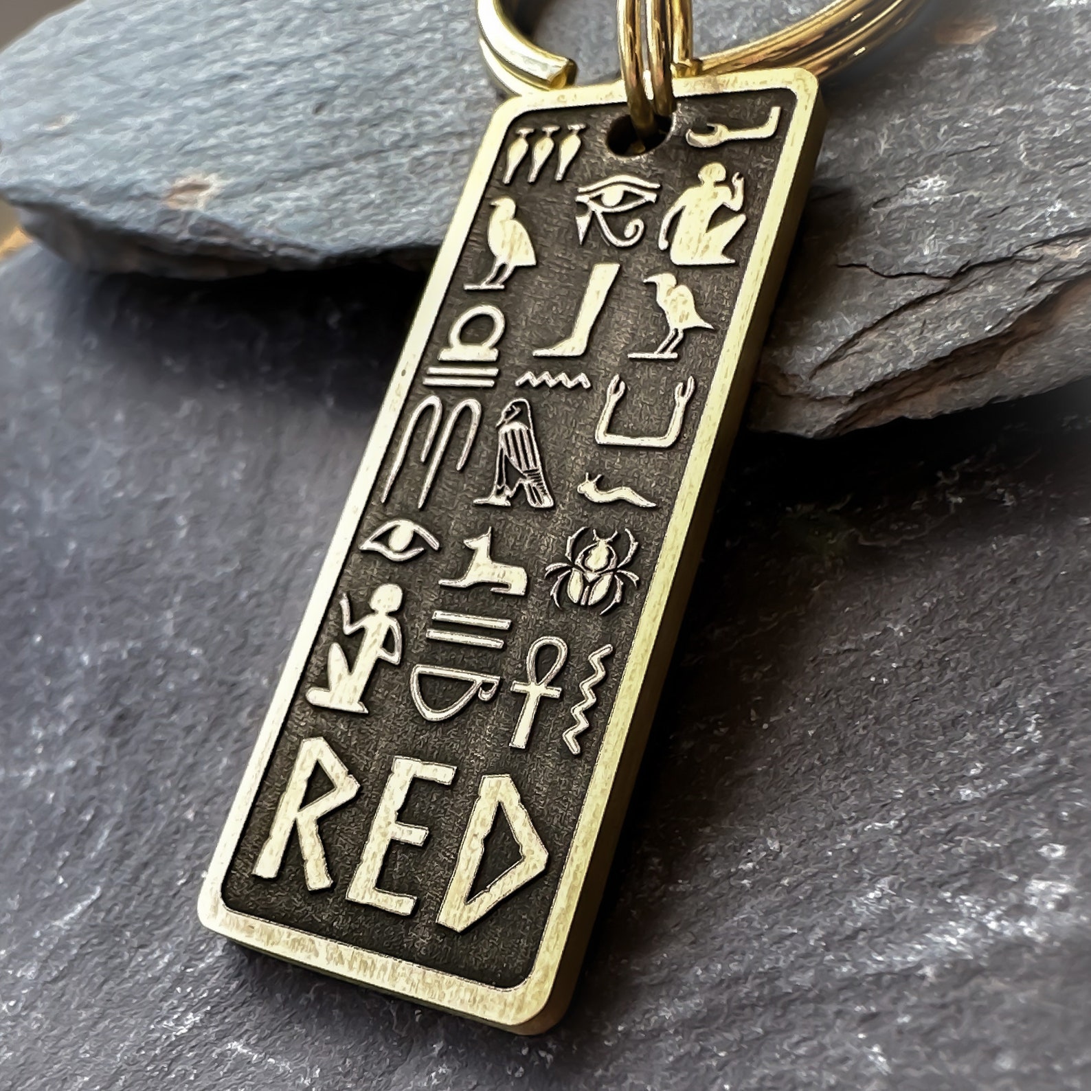 Egyptian Hieroglyphics Pharoah Dog Tag, Egypt Keyring Keychain ...