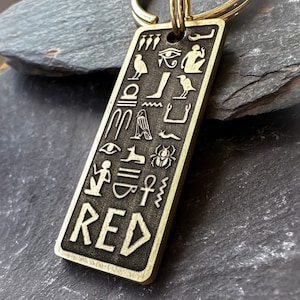 Egyptian Hieroglyphics Pharoah Dog Tag, Egypt Keyring Keychain ...