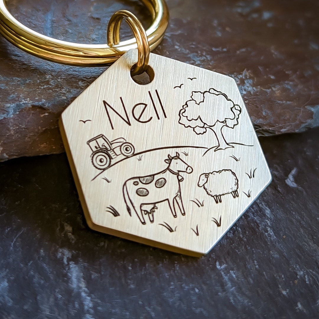 Sheep Dog Tag, Farming Tag Keyring, Custom Metal ID Tag, Chunky ...