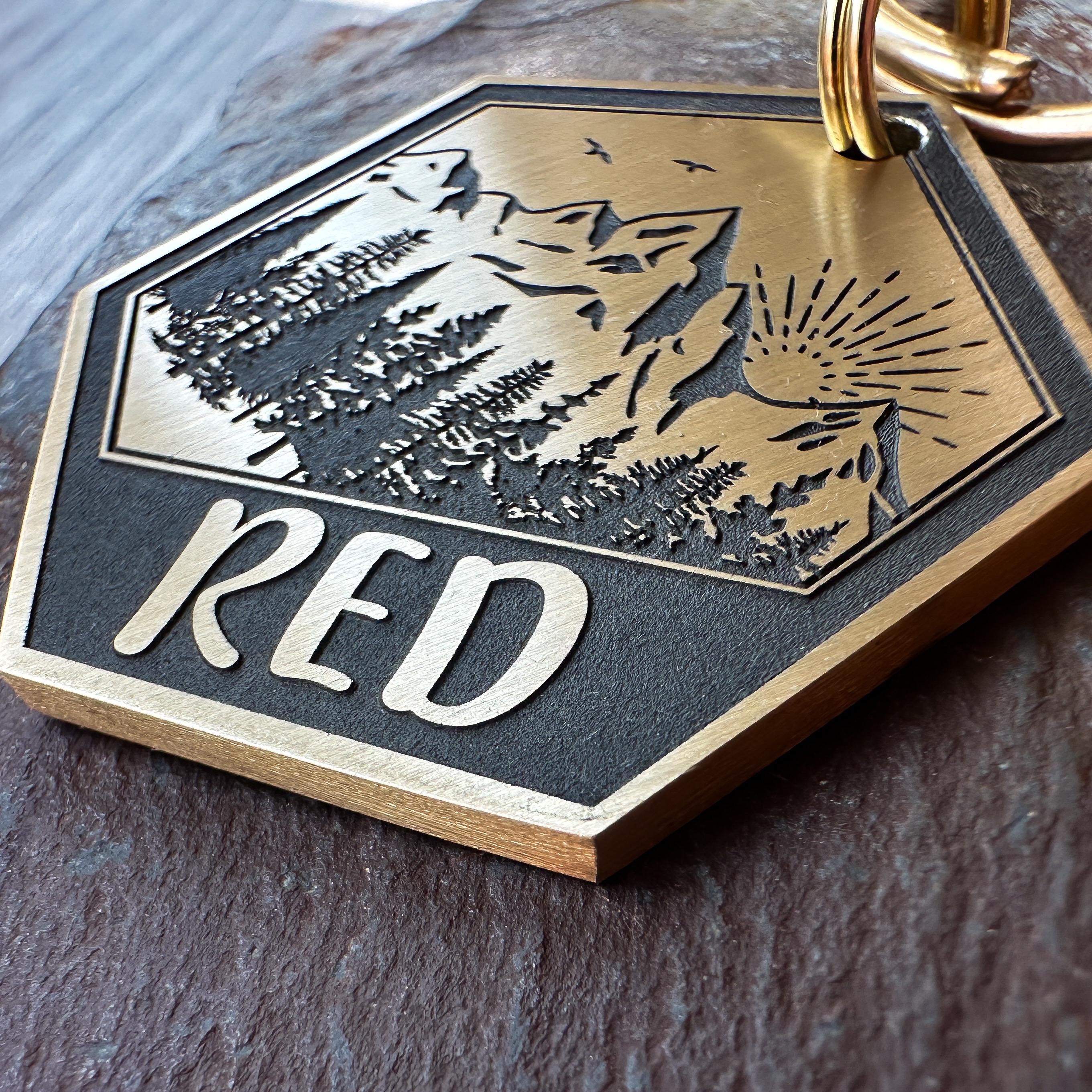 Mountains Dog Tag, Chunky Engraved Personalised Pet ID Tag, Hiking ...