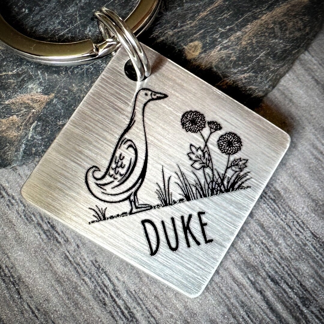 Duck Dog Tag, Gun Dog Keyring, Custom Metal ID Tag, Chunky Personalised ...