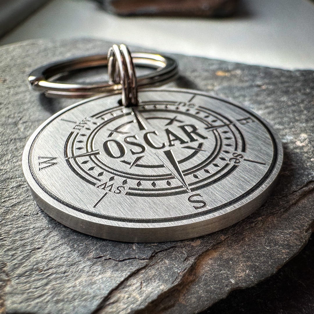 Compass Dog Tag Personalised Dog Tag Dog ID Tag Engraved - Etsy