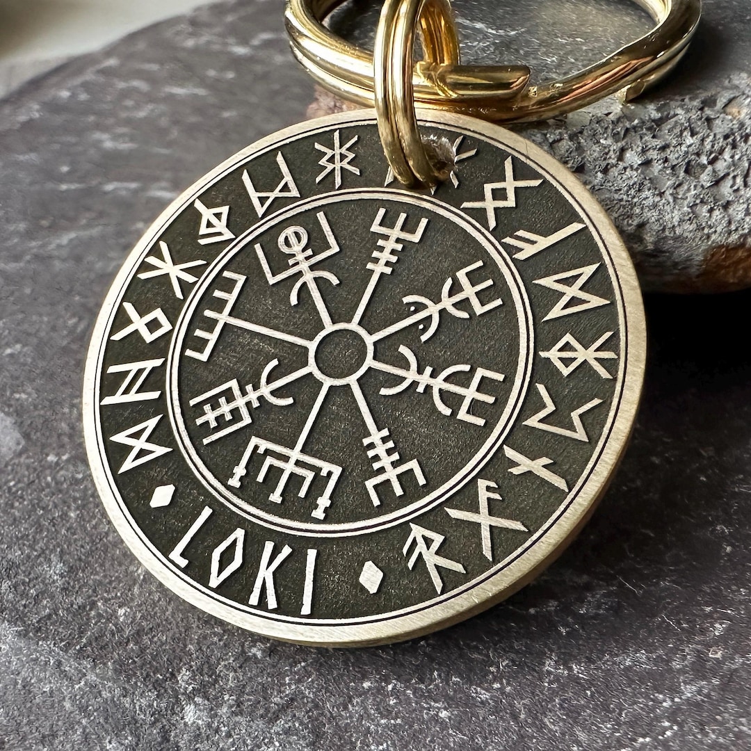 Nordic Viking Dog Tag, Norse Viking Runes Keyring, Tribal Celtic Aztec ...