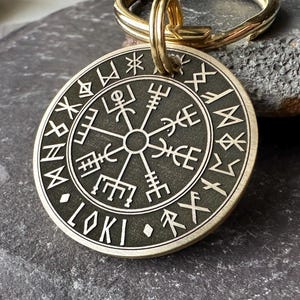 Nordic Viking Dog Tag, Norse Viking Runes Keyring, Tribal Celtic Aztec ...