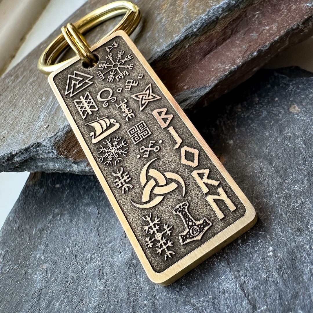 Nordic Viking Dog Tag, Norse Viking Runes Keyring, Tribal Celtic Aztec ...