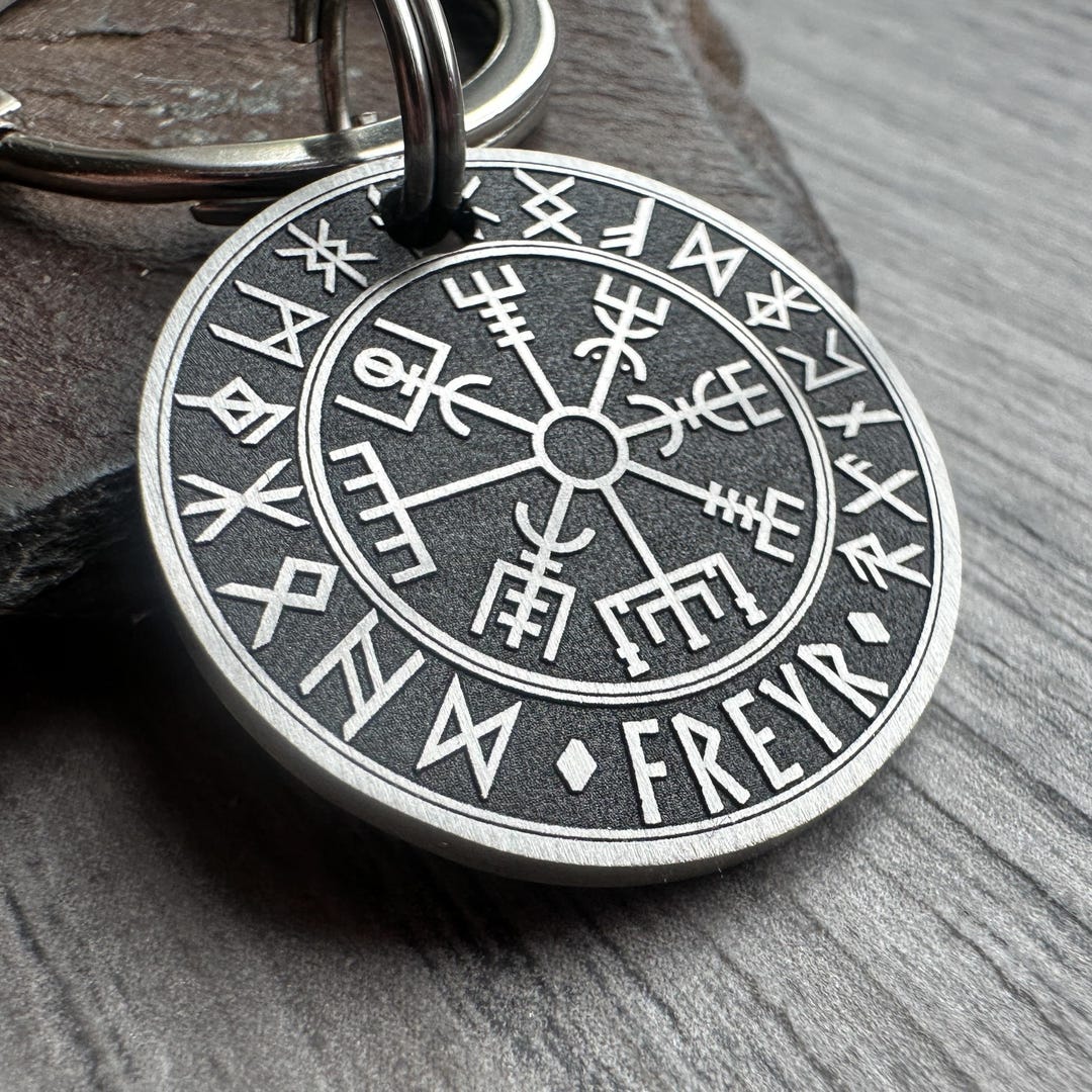 Nordic Viking Dog Tag, Norse Viking Runes Keyring, Tribal Celtic Aztec ...