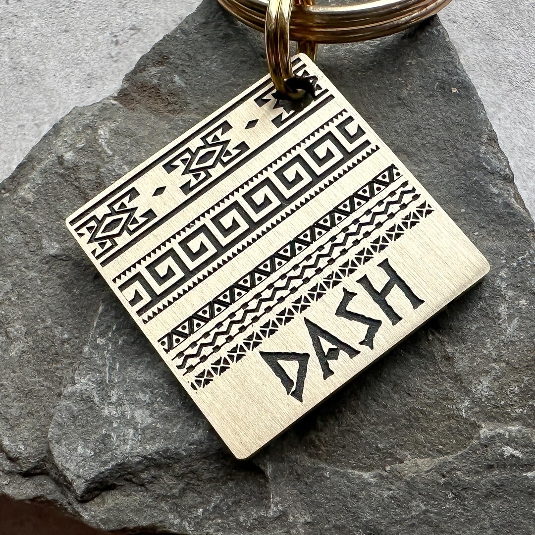 Tribal Aztec Navajo Dog Tag, Personalised Pet ID Tag, Chunky Deep ...