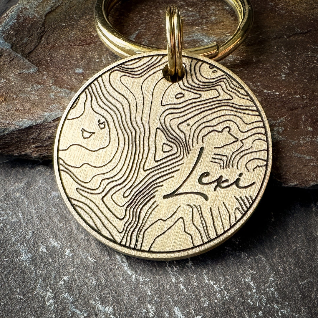 Snowdon Map Dog Tag, Engraved Topography Line Map Keyring, Personalised ...