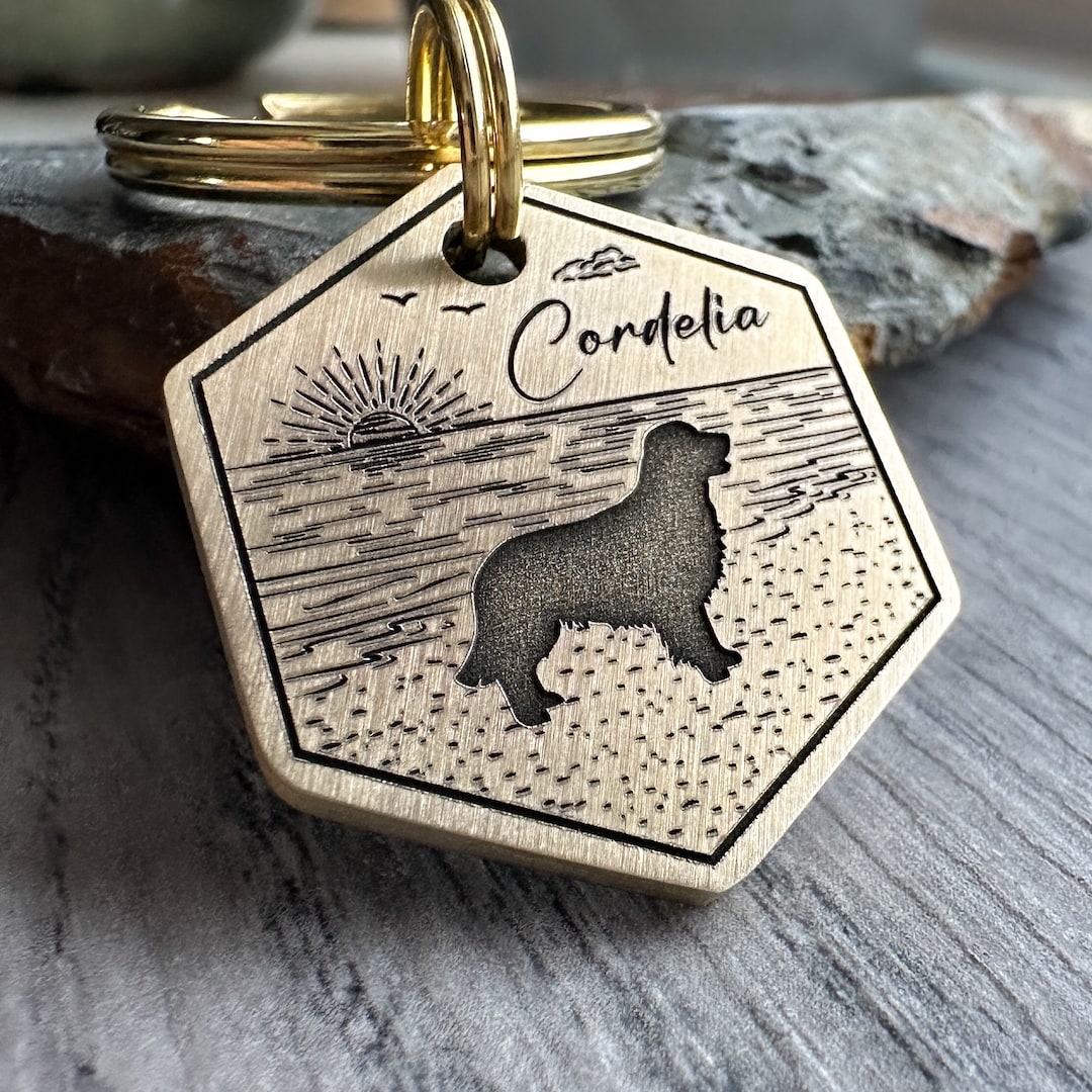 Customisable Beach Keyring Dog Breed Tag, Personalised Sea Ocean ...