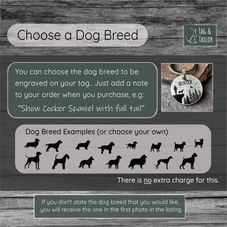 Customisable Dog Breed Tag, Matching Necklace Available, Night Sky ...