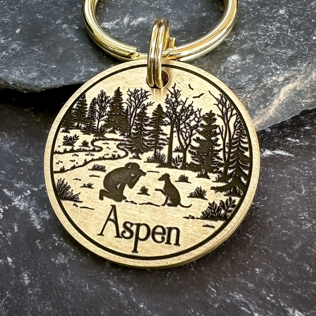 Customisable Dog Breed Tag, Forest Woodland Trees Keyring Keychain ...