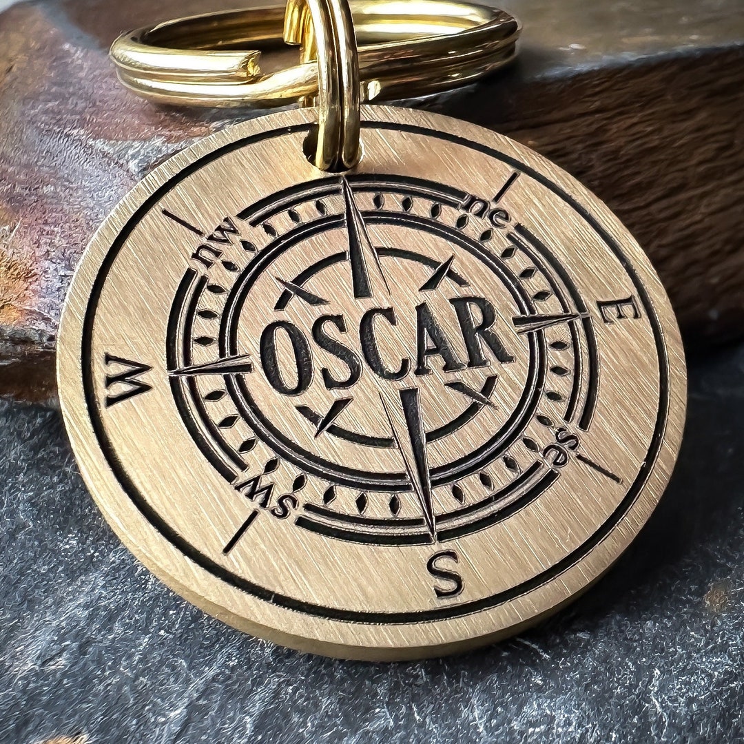 Compass Dog Tag, Personalised Dog Tag, Dog ID Tag, Engraved Dog Tag ...