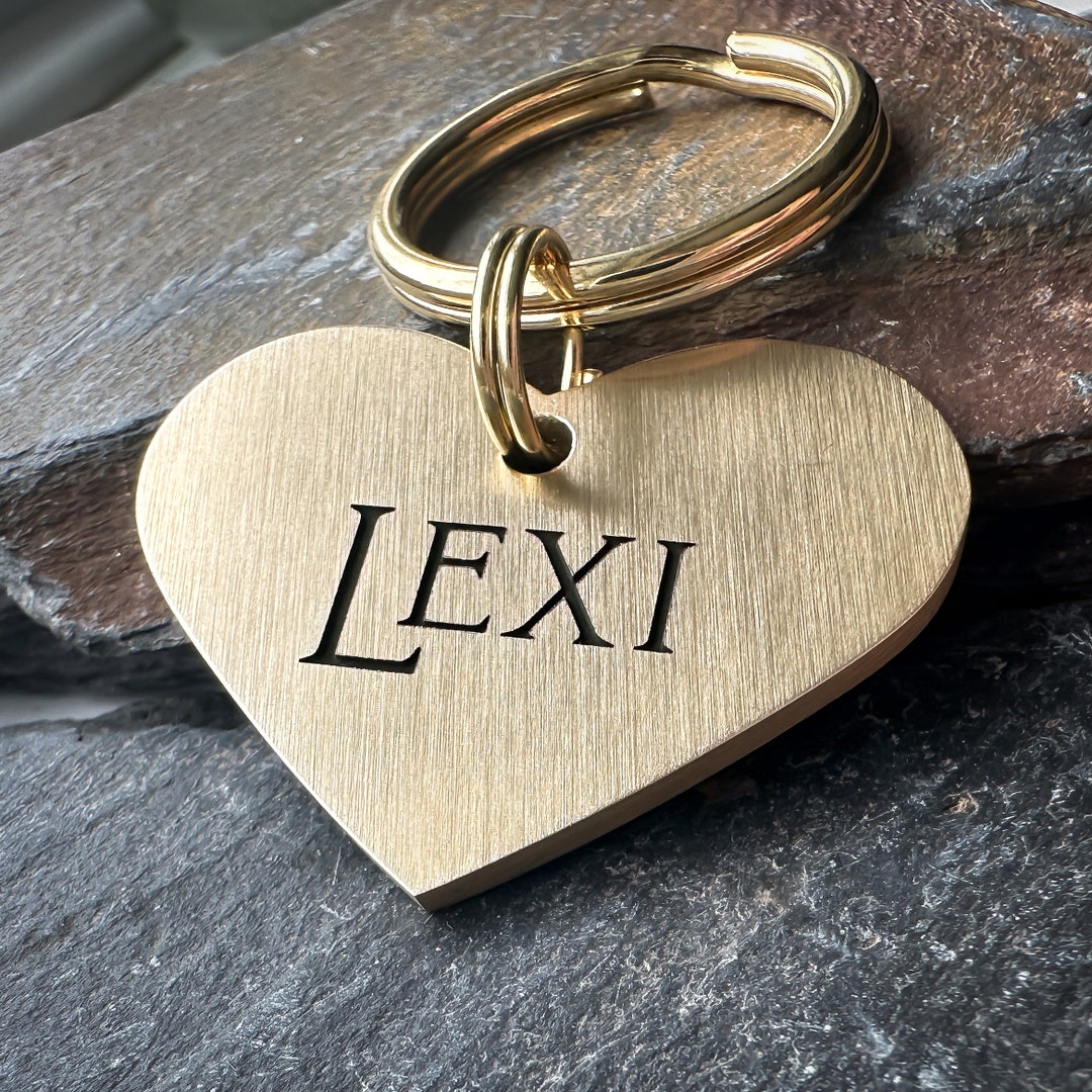 Solid Chunky Dog Name Tag, Plain Pet ID Tag, Solid Brass Charm for Dog ...