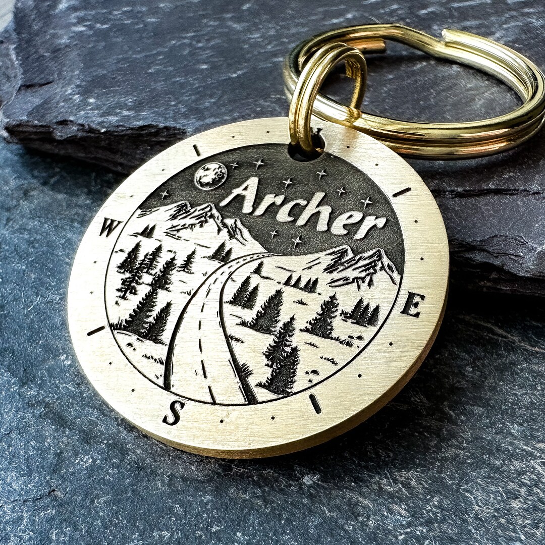 Compass Dog Tag, Personalised Dog Tag, Dog ID Tag, Engraved Dog Tag ...