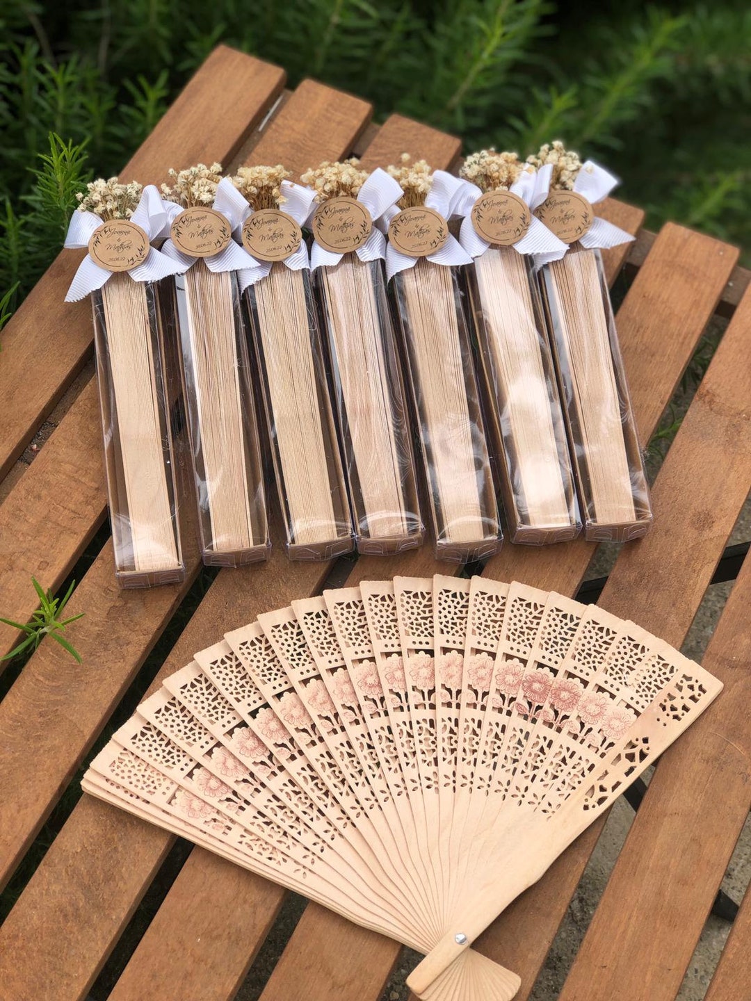 Personalized Sandalwood Wedding Fans, Custom Wooden Wedding Fans, Laser ...