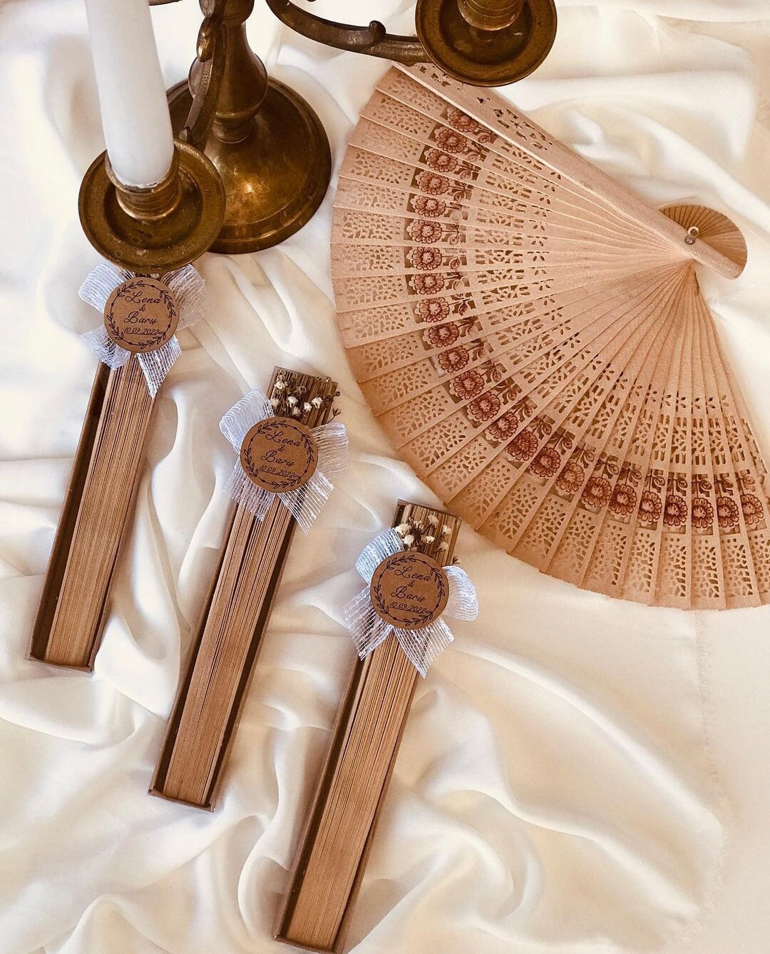 Custom Sandalwood Wedding Fans – Personalized Guest Favor With Name ...