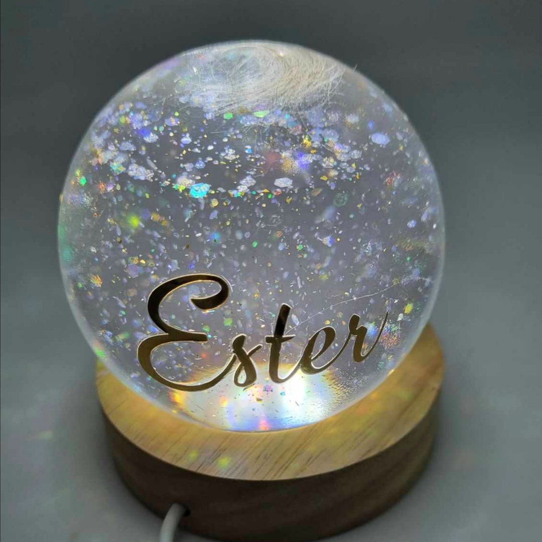 Lock of Hair FUR MEMORIAL PAPERWEIGHT// Custom Eco Resin Globe Keepsake ...