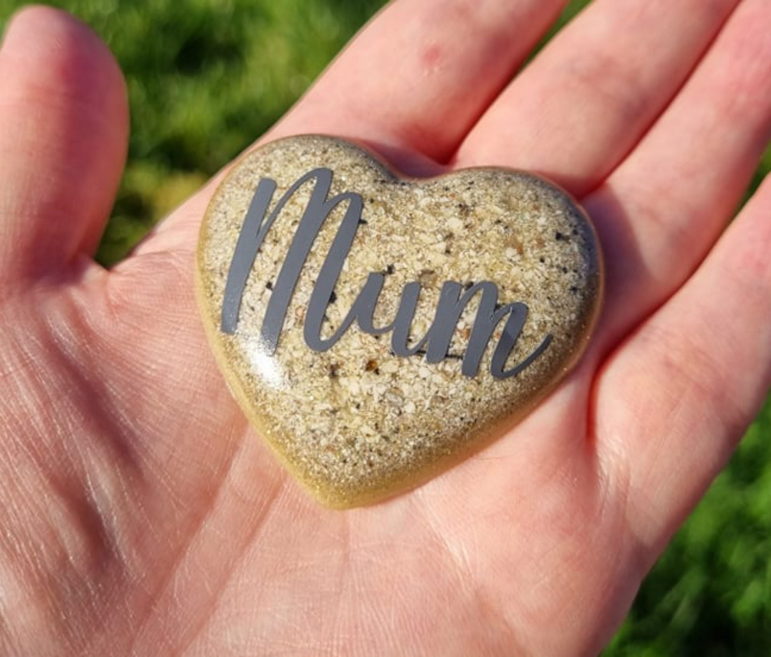 ASH MEMORIAL KEEPSAKE// Granite Look Ecopoxy Resin Palm Stone | Etsy