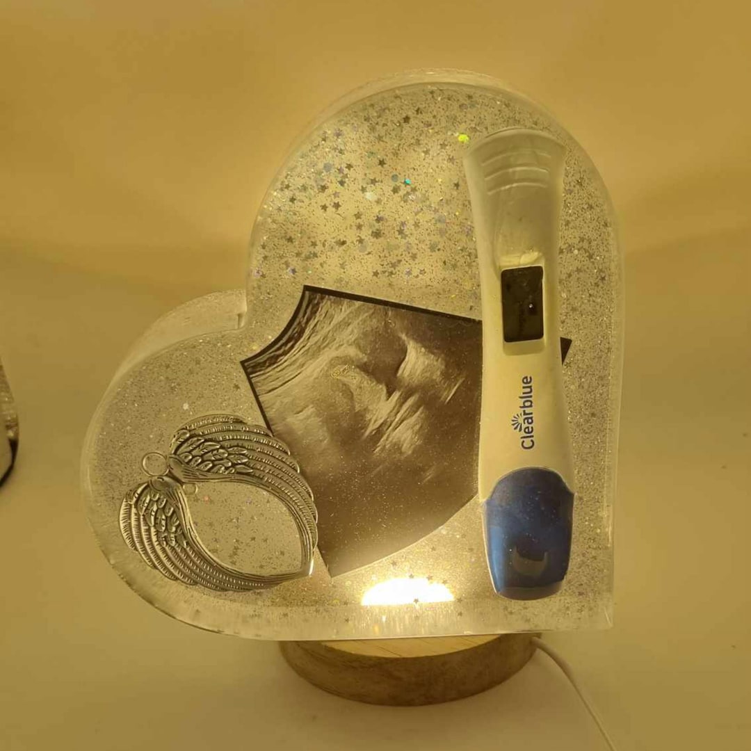 HEART KEEPSAKE LAMP// Large Eco Resin Memorial Keepsake Heart With ...